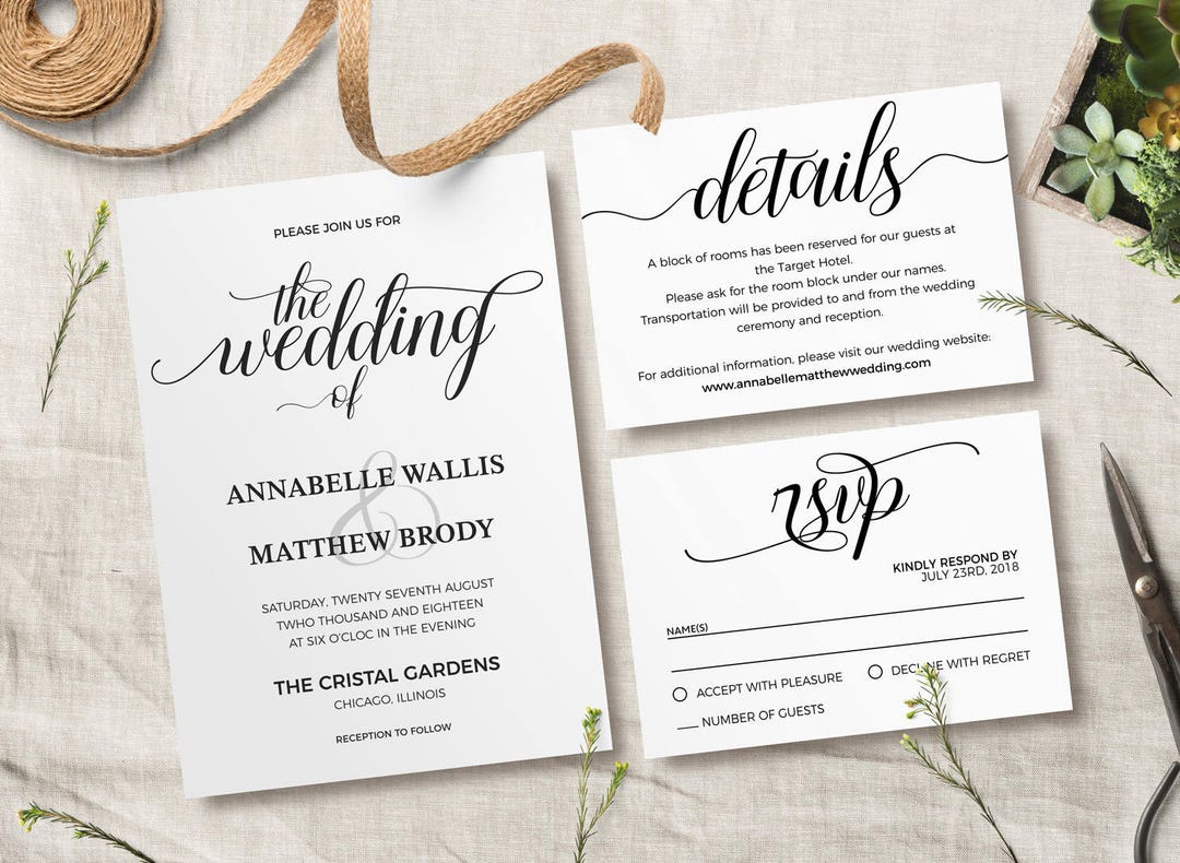 Rustic Invitation, Printable Rustic Wedding Invitation Template ...