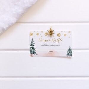 Pink Diaper Raffle Cards, Winter Diaper Raffle Card, Baby Shower Diaper ...