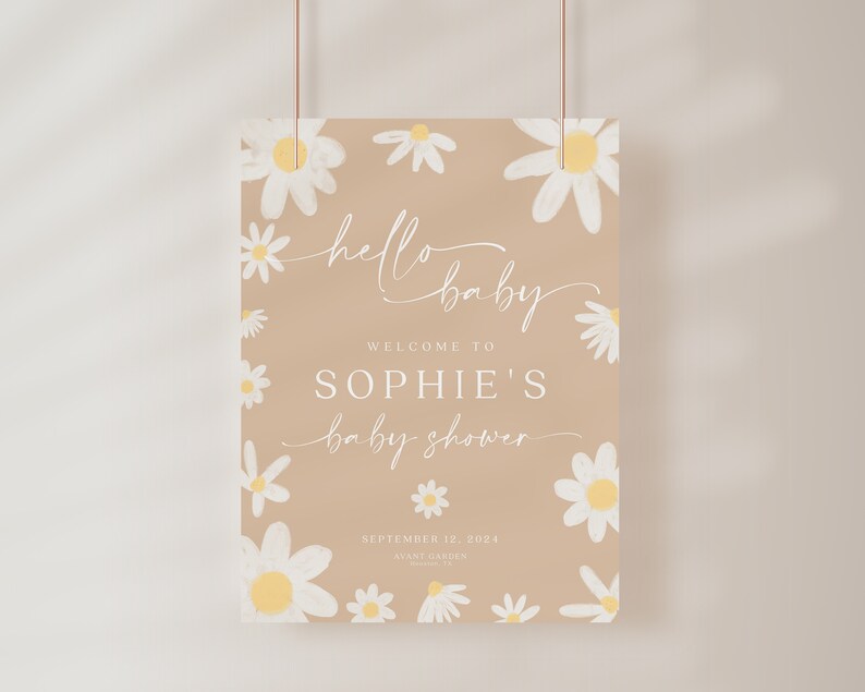 Hello Baby Sign Baby Shower Welcome Sign Daisy Flower Baby - Etsy