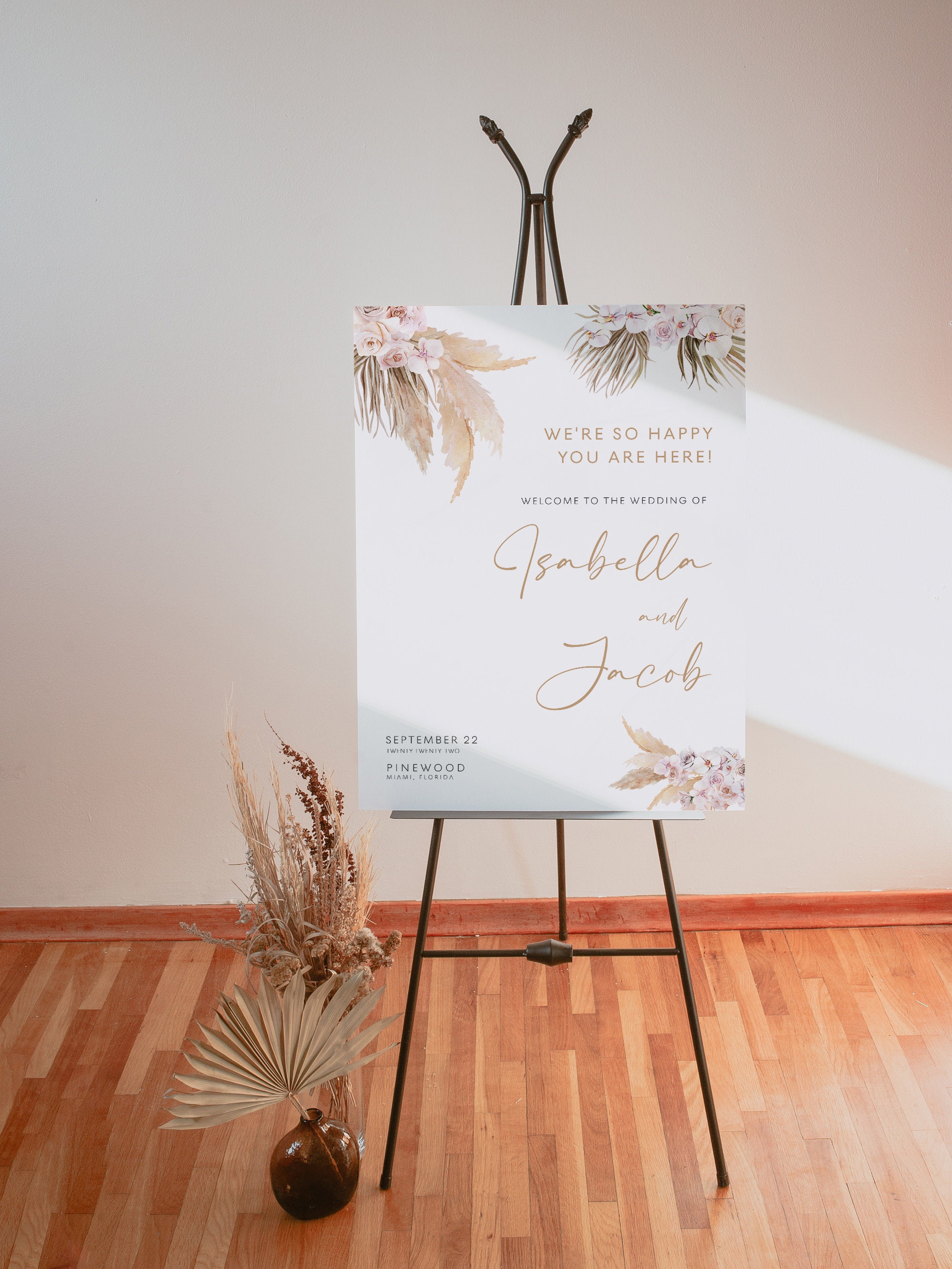 Pampas Grass Welcome Sign Wedding Welcome Sign Welcome Sign - Etsy