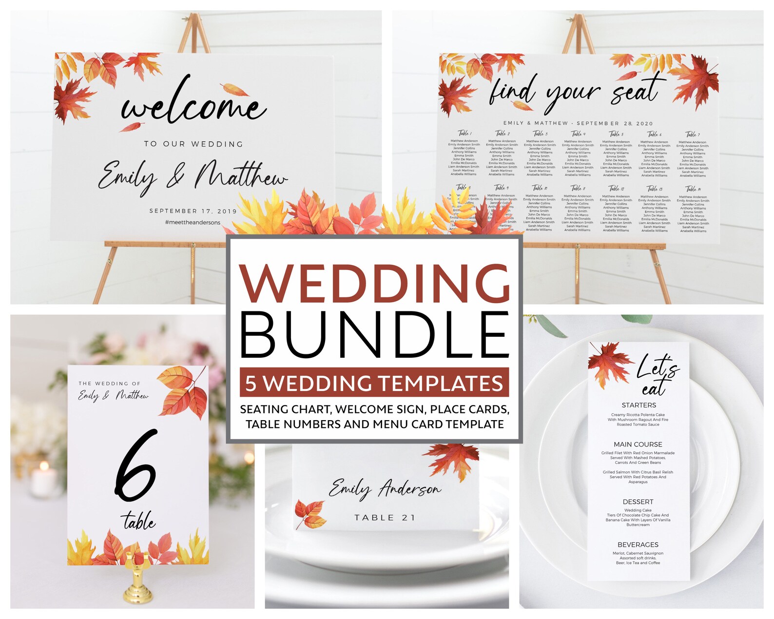 Autumn Wedding Program Fall Wedding Program Wedding Ceremony | Etsy