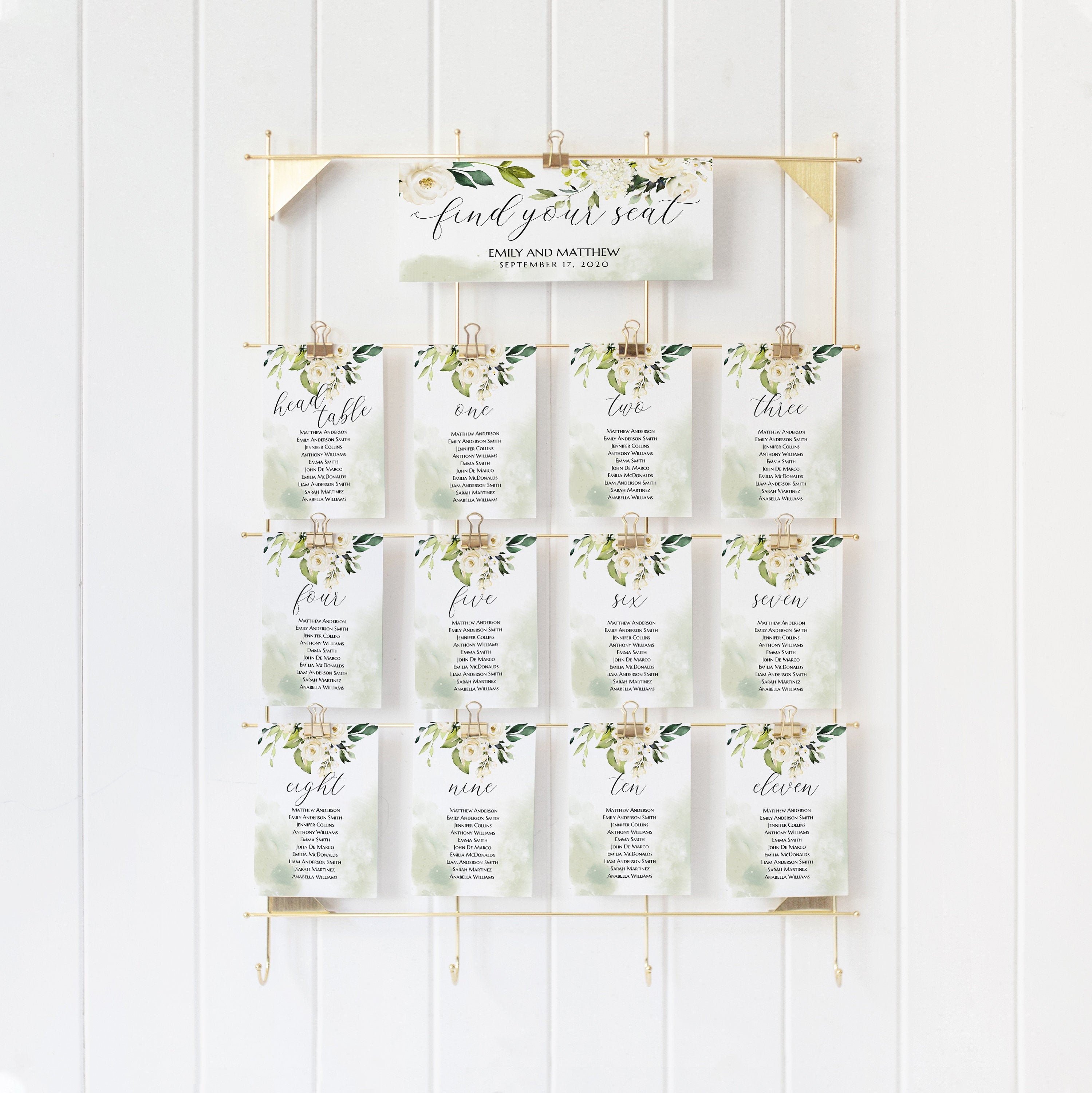 Seating Chart Cards Greenery Seating Chart Table Seating | Etsy