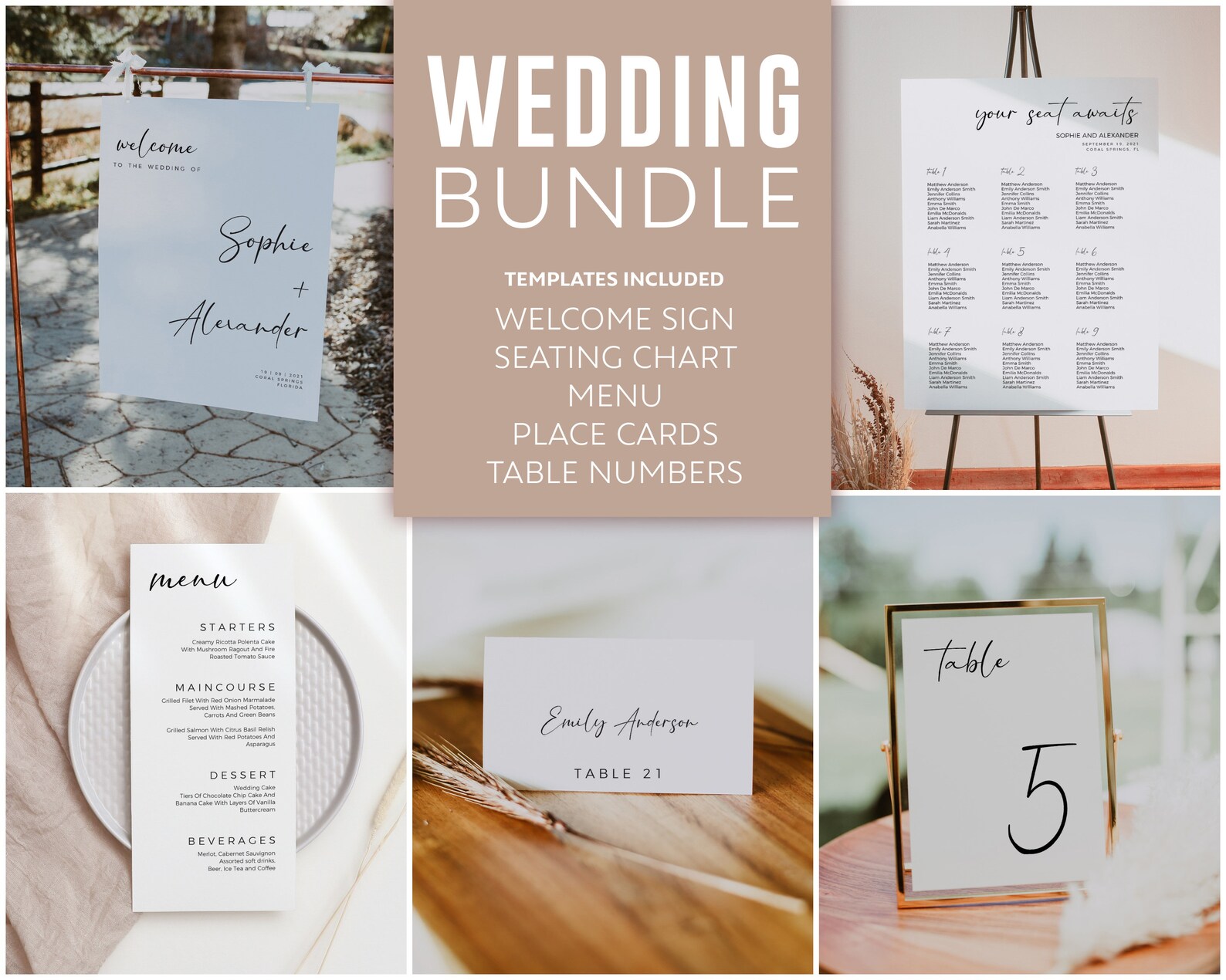 Wedding Bundle Seating Charts Wedding Welcome Sign Menu - Etsy