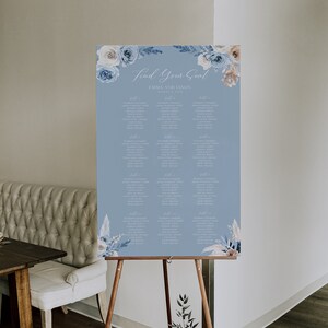 Seating Chart Template, Blue Seating Chart, Dusty Blue Wedding Seating ...