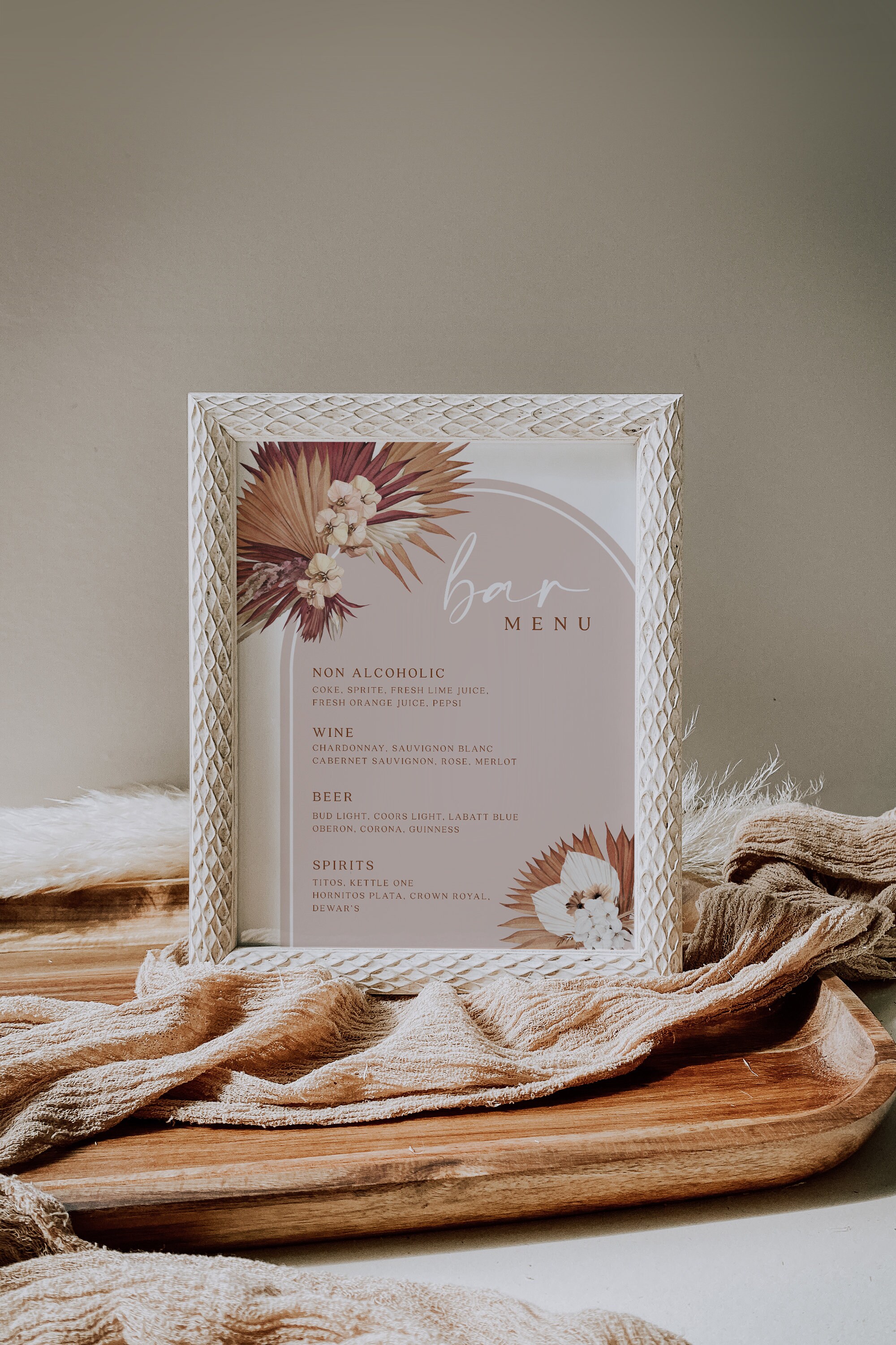 Bar Menu Sign Boho Bar Sign Bar Menu Template Boho Chic | Etsy