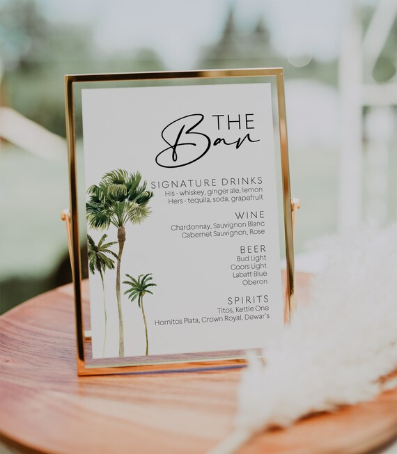 Bar Menu Sign Tropical Bar Menu Bar Menu Template Instant - Etsy Canada