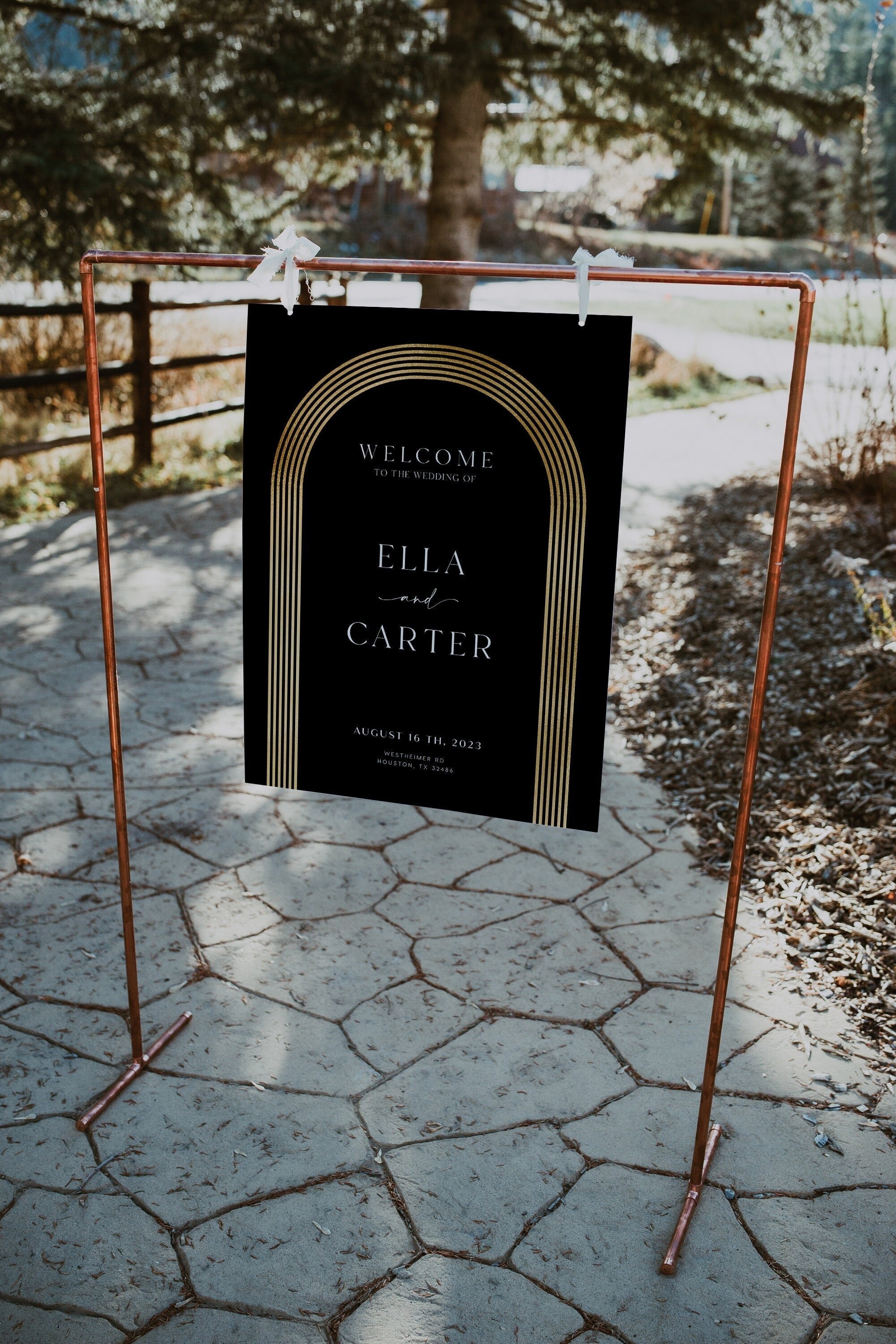 Wedding Welcome Sign Arch Welcome Sign Black and Gold | Etsy