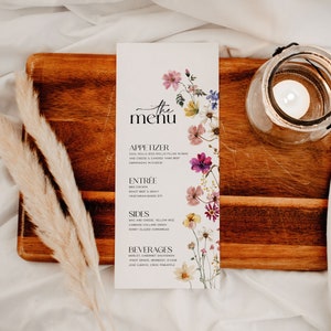 Wedding Menu Template, Wildflower Wedding Menu, Colorful Floral Menu ...