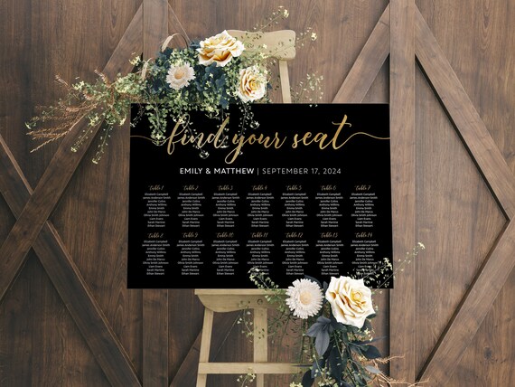 Gold Wedding Seating Chart Wedding Seating Charts 101