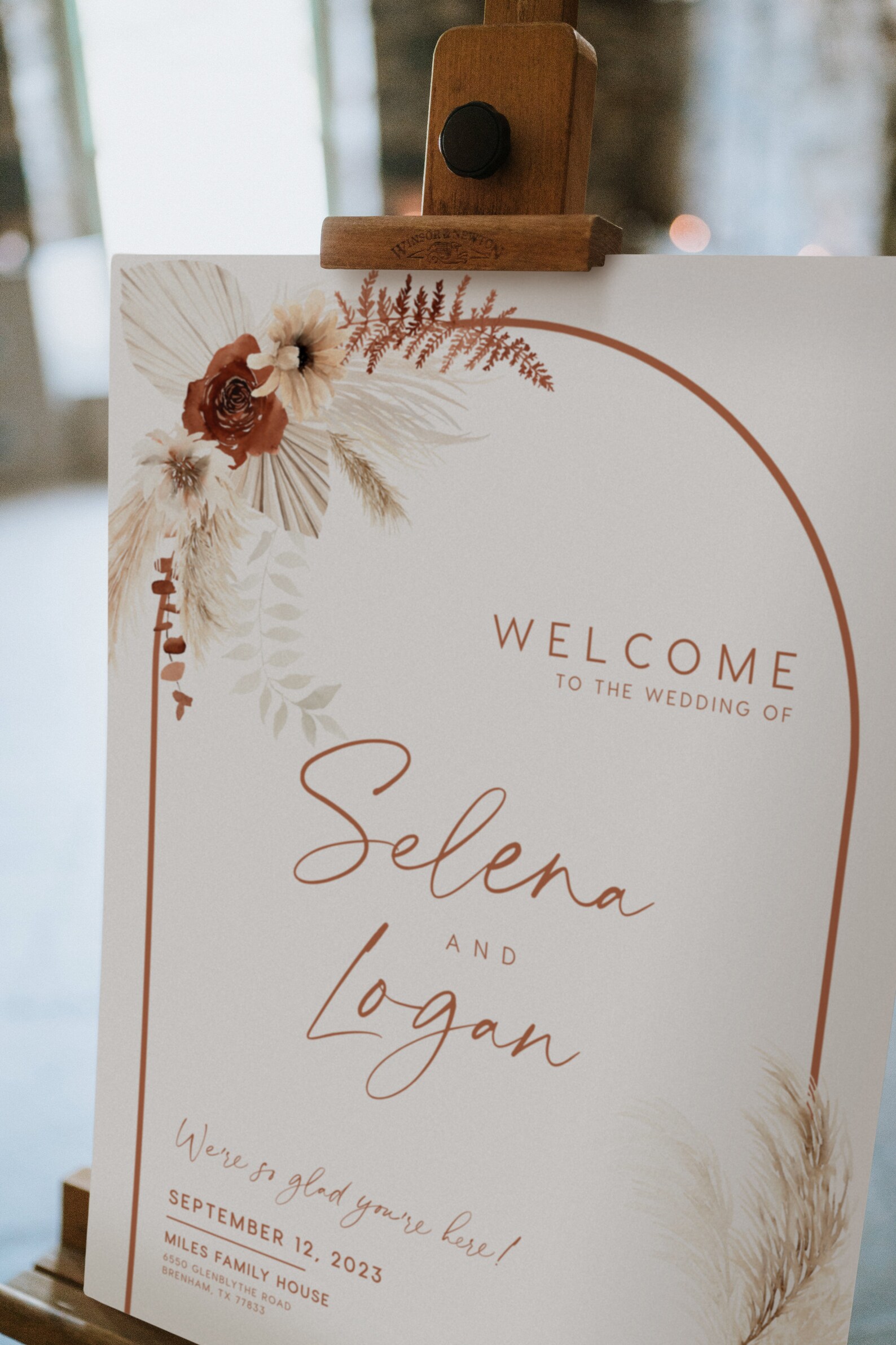 Boho Welcome Sign Wedding Welcome Sign Template Pampas - Etsy