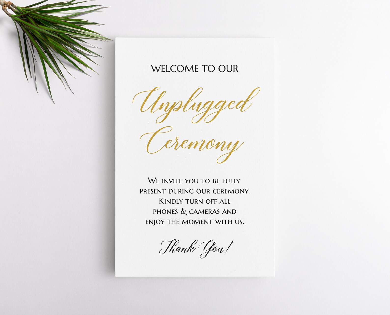 Unplugged Ceremony Sign, Unplugged Wedding Sing, Gold Wedding Sign ...