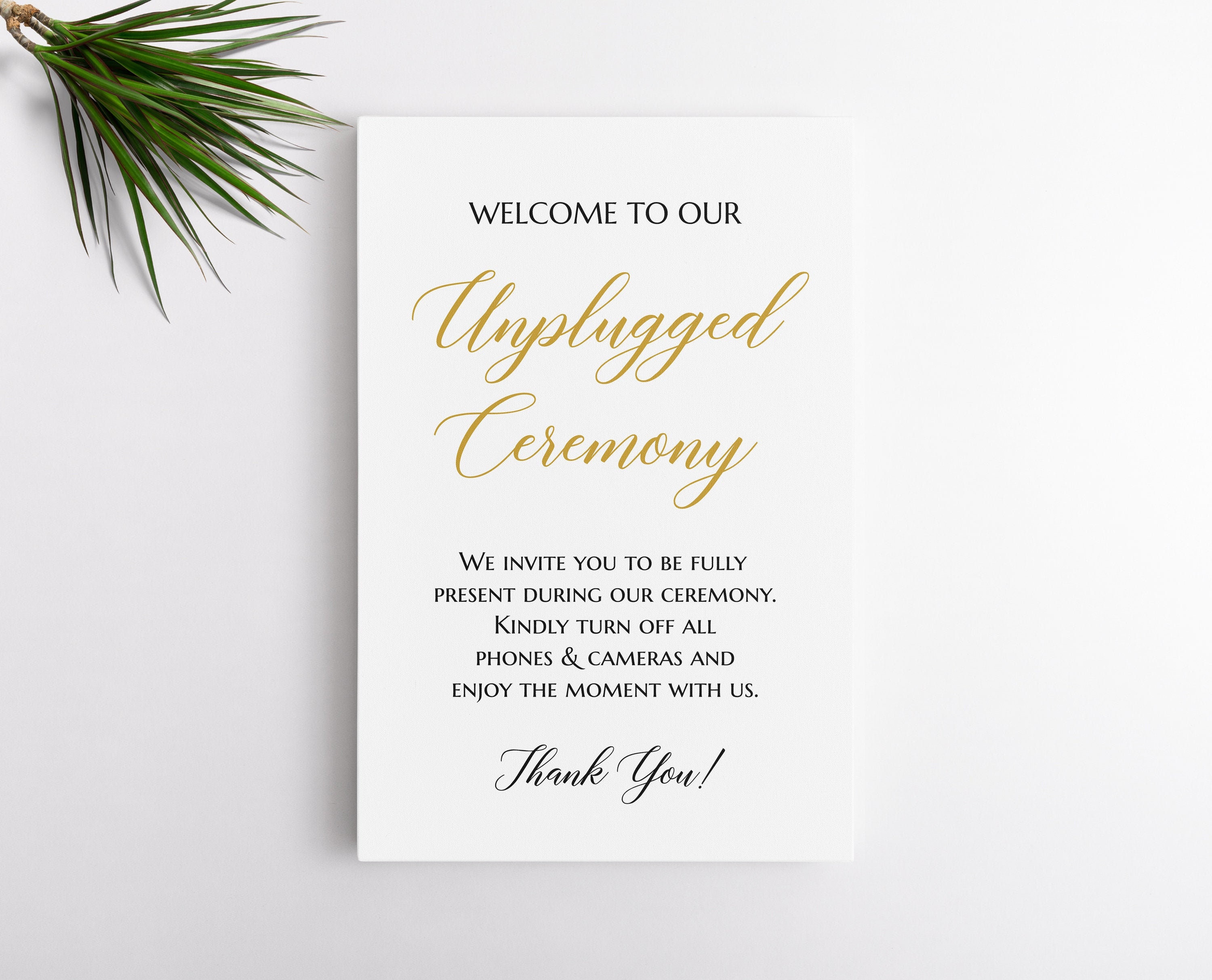 Unplugged Ceremony Sign Unplugged Wedding Sing Gold Wedding | Etsy