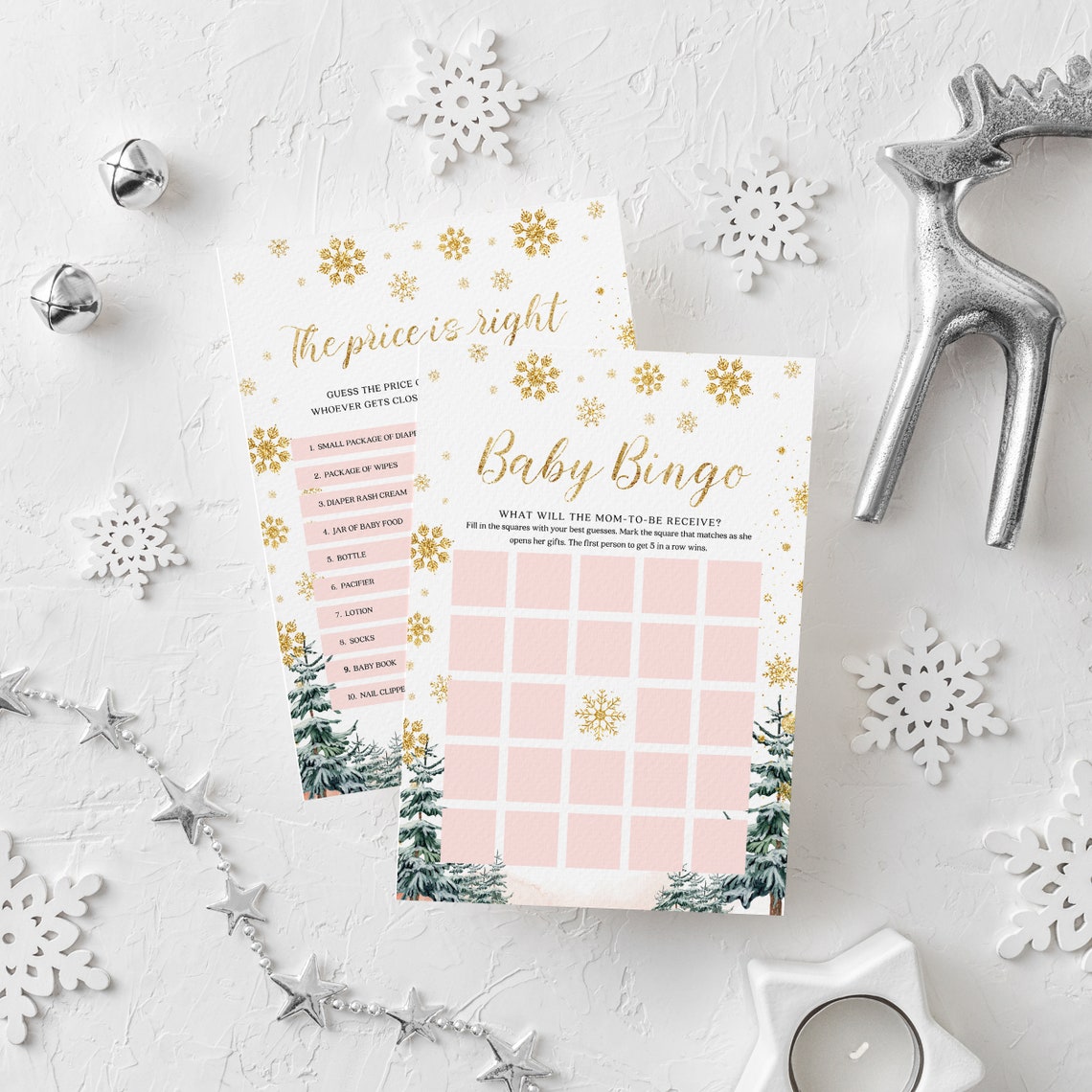 Baby Shower Games Winter Baby Shower Games Bundle Pink and - Etsy
