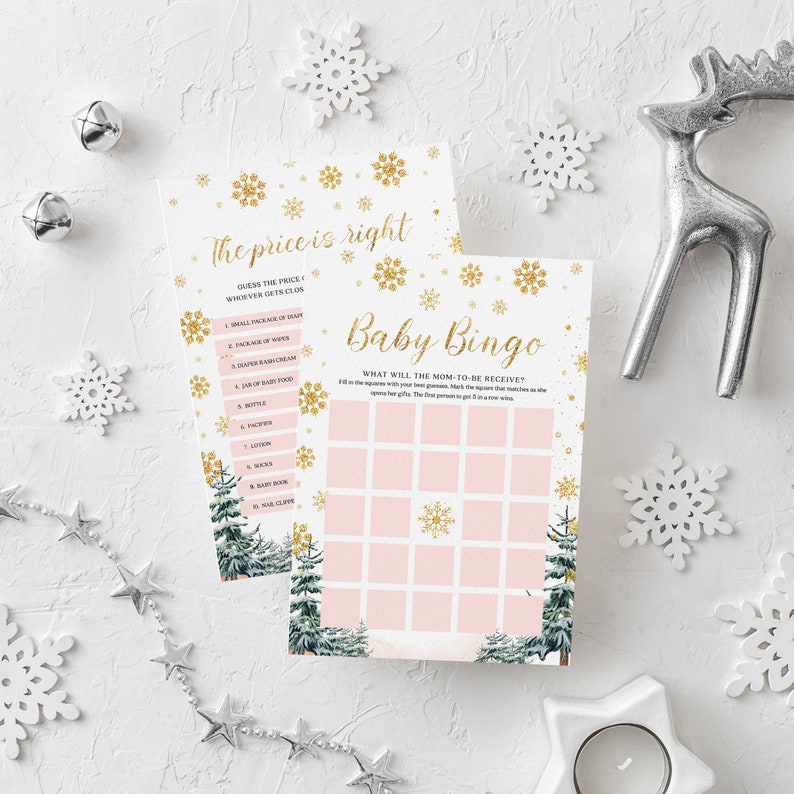 Baby Shower Games Winter Baby Shower Games Bundle Pink and - Etsy