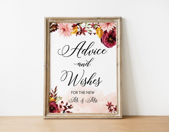 Advice and Wishes Sign Wedding Sign Blush Wedding Sign | Etsy