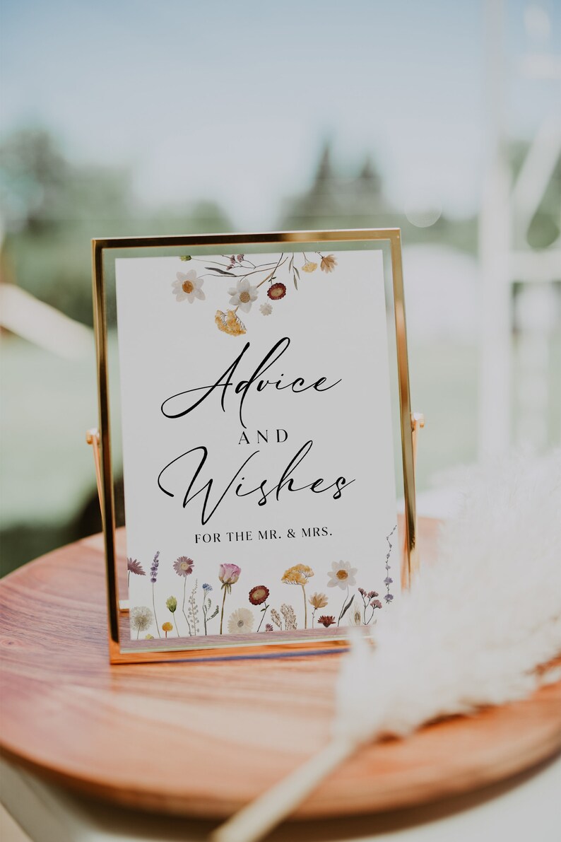 Advice and Wishes Sign Advice and Wishes Template Wildflower | Etsy