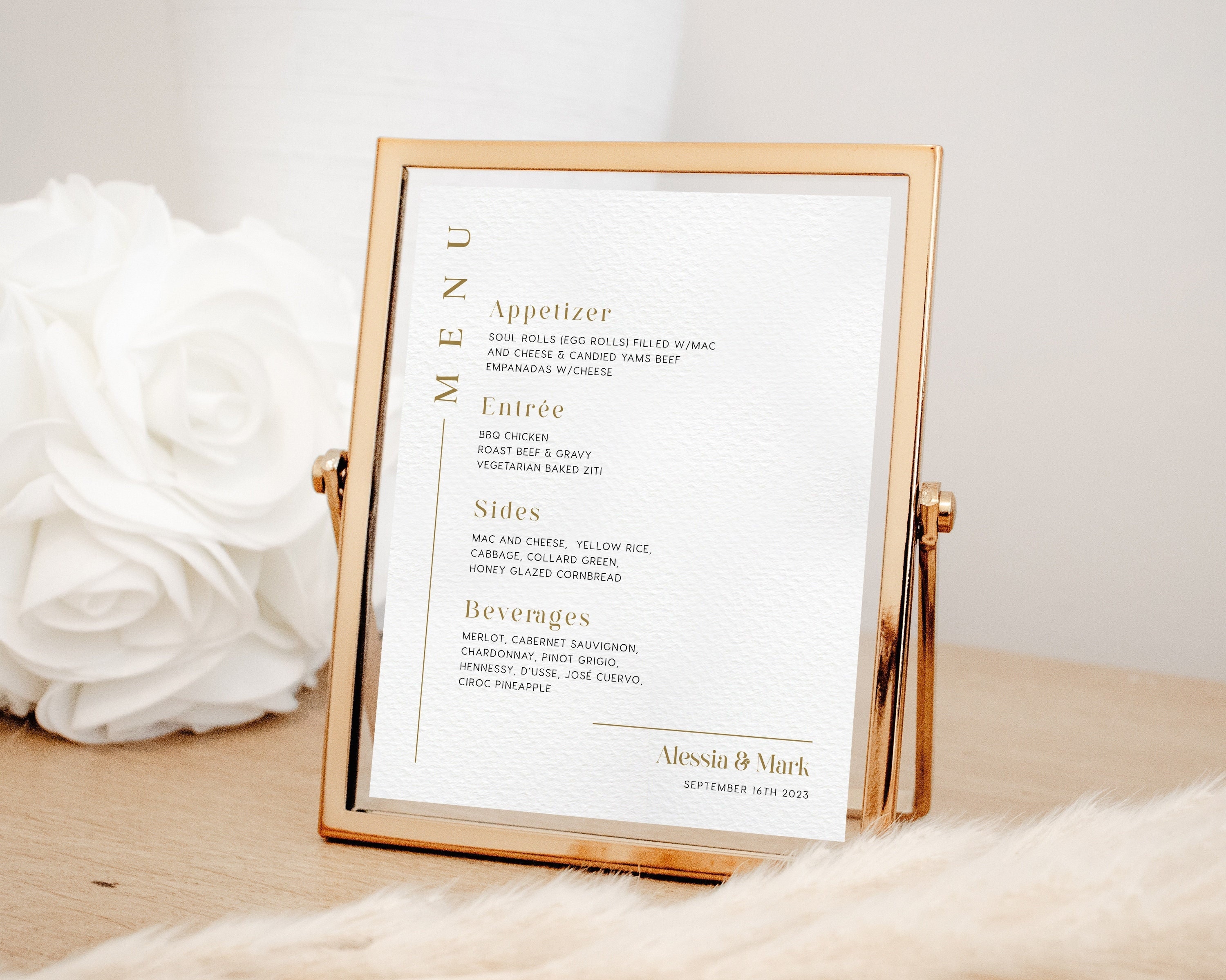 Gold Menu Menu Template Wedding Menu Template Menu Sign | Etsy