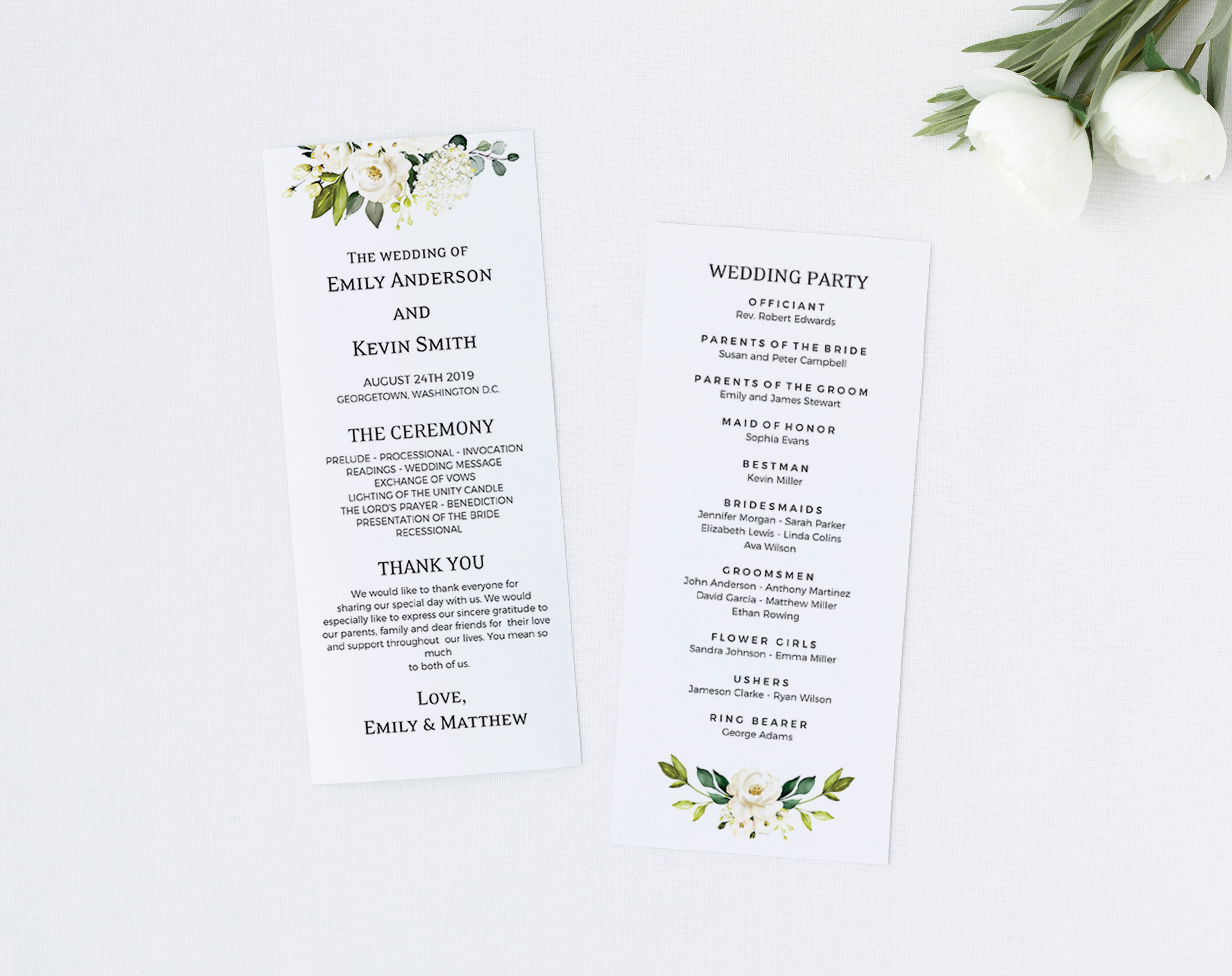Elegant Greenery Wedding Program Template Wedding Ceremony | Etsy