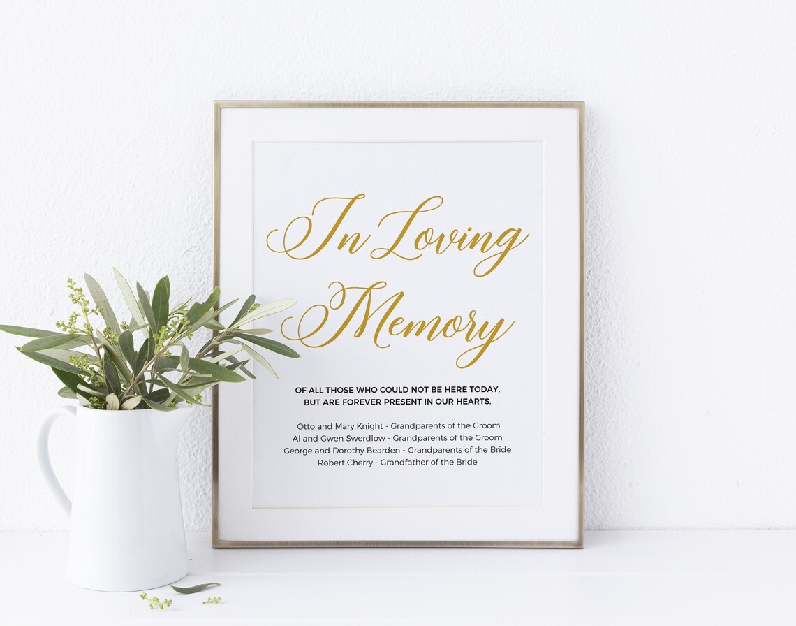 In Loving Memory Sign in Memory of Sign Template Wedding - Etsy