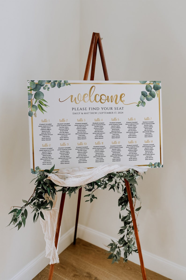 Wedding Seating Chart Eucalyptus Seating Chart Eucalyptus - Etsy