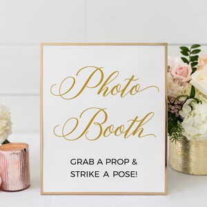 Photo Booth Sign Wedding, Gold Wedding Sign BSC020GLD - Etsy