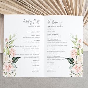 Booklet Wedding Program Template, Wedding Program Booklet, Floral ...