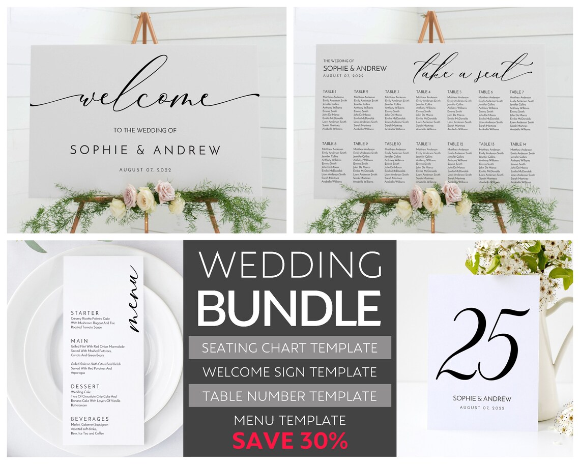 Welcome Wedding Sign With Minimalist Cursive Font Instant - Etsy