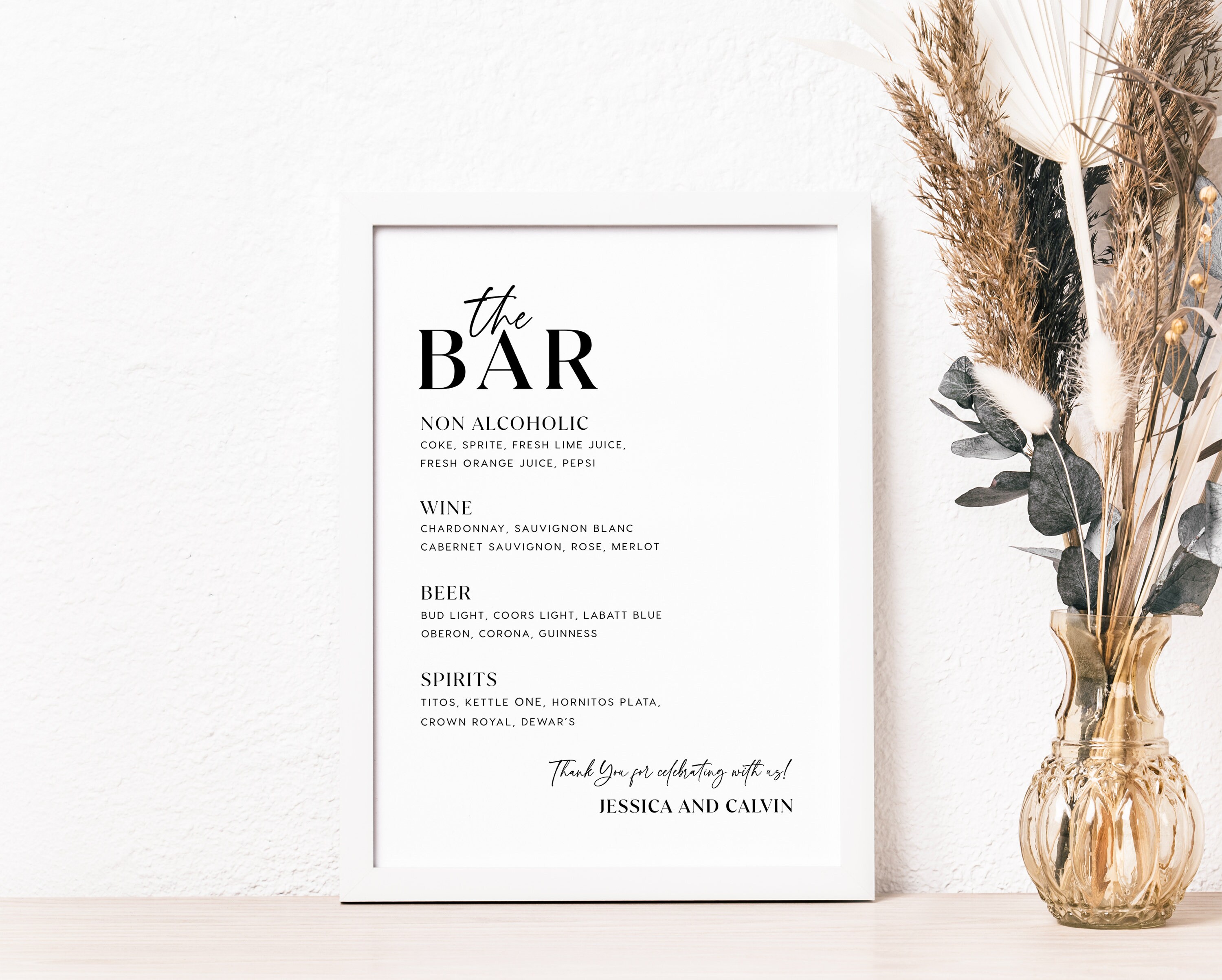 Wedding Bar Menu Template the Bar Menu Sign Classic and - Etsy