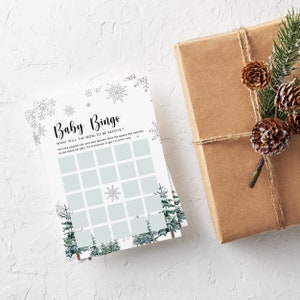 Baby Bingo Game, Baby Shower Bingo Game Template, Winter Baby Shower ...