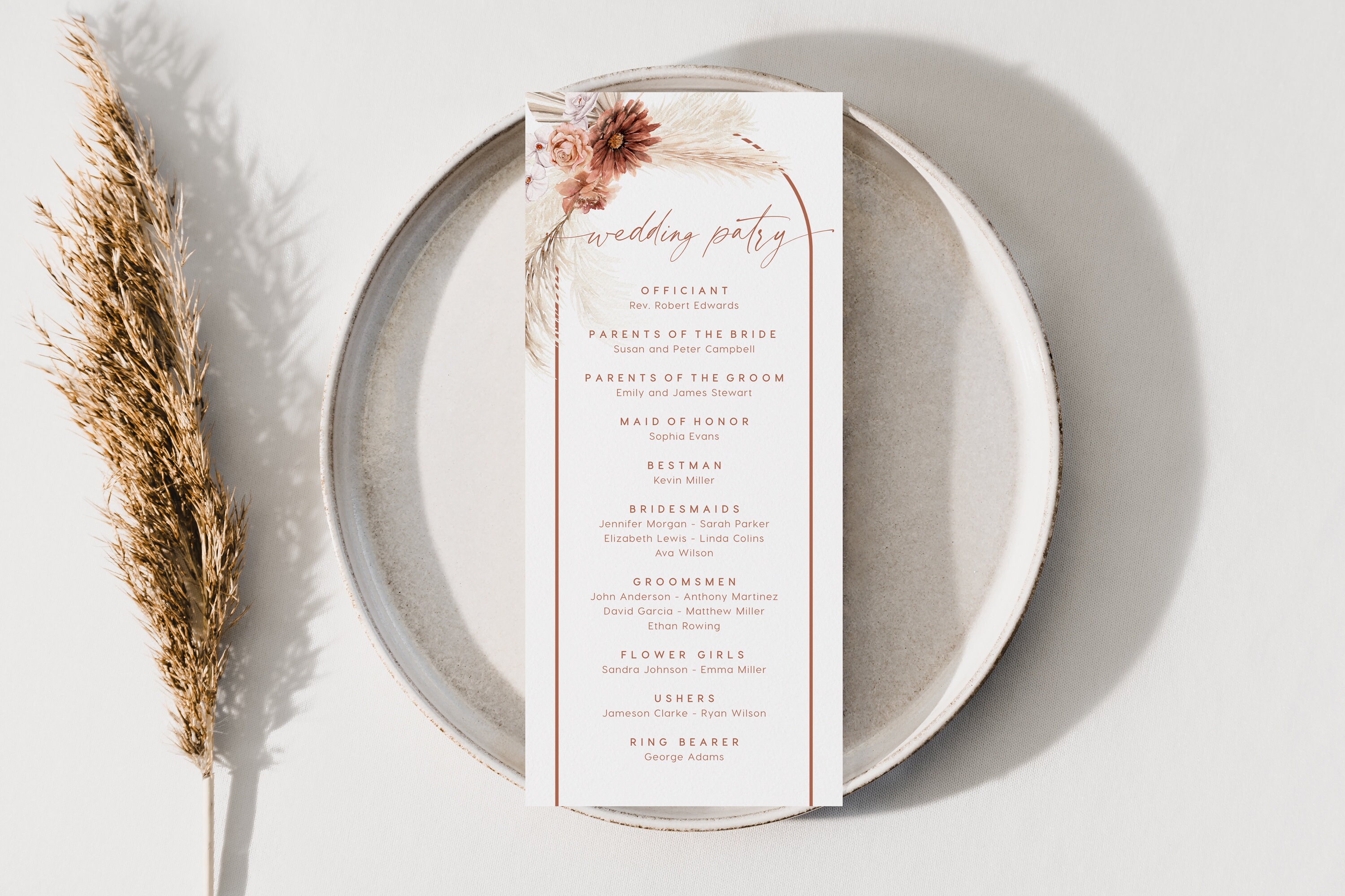 Boho Wedding Program Pampas Wedding Program Wedding Program | Etsy