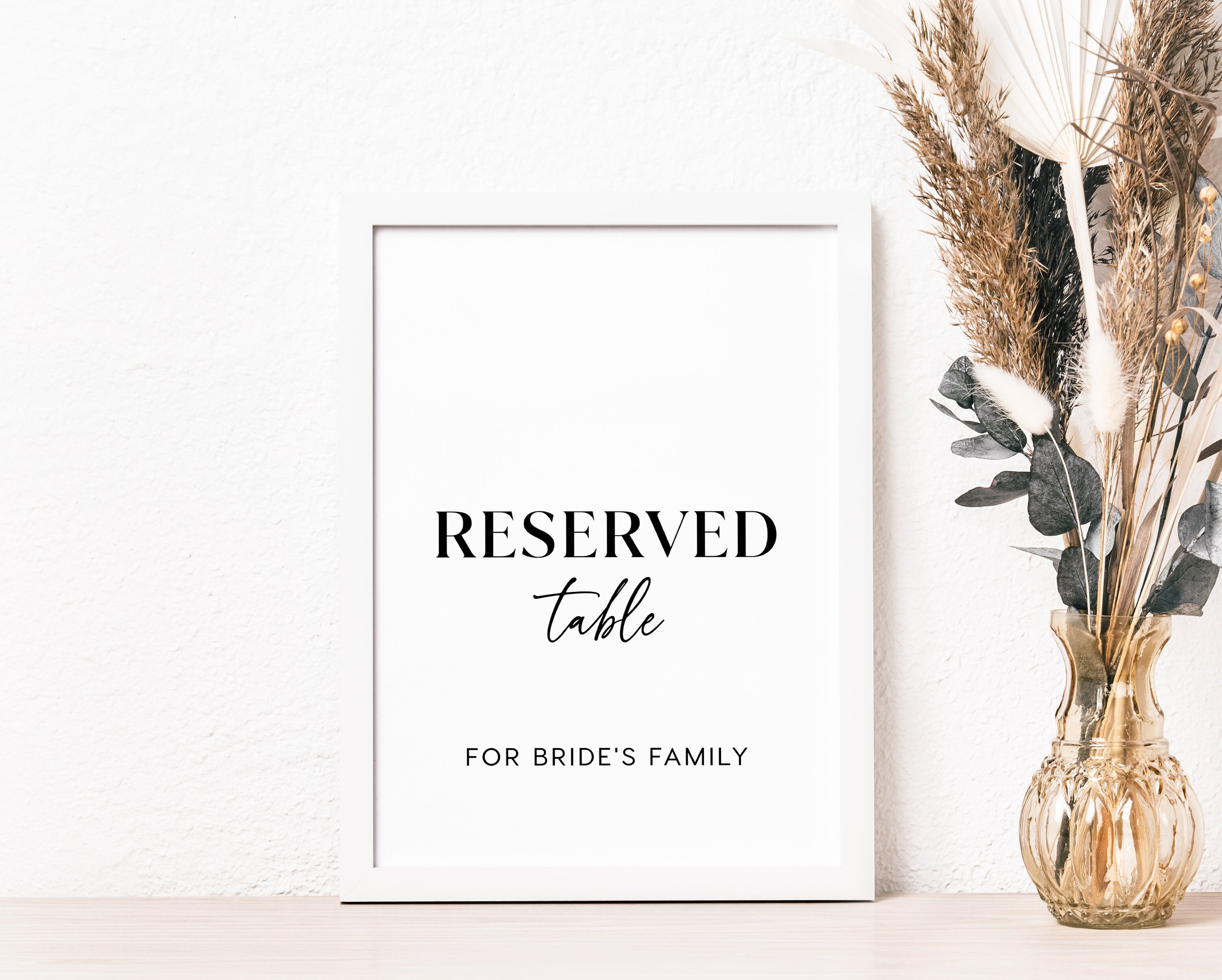 Reserved Sign Template Wedding Reserved Sign Reservation - Etsy