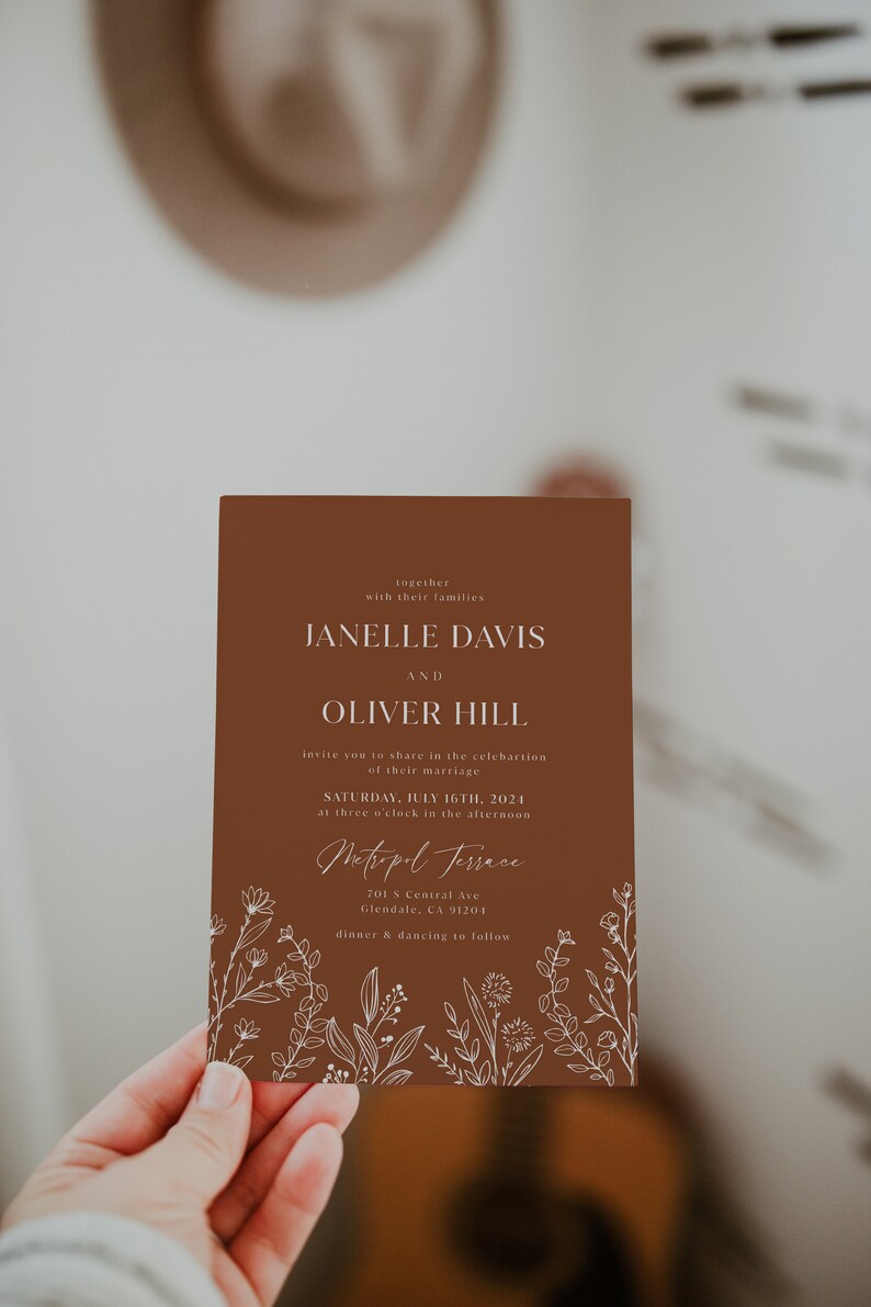 Earthy Wedding Invitations Wildflower Wedding Invitations - Etsy