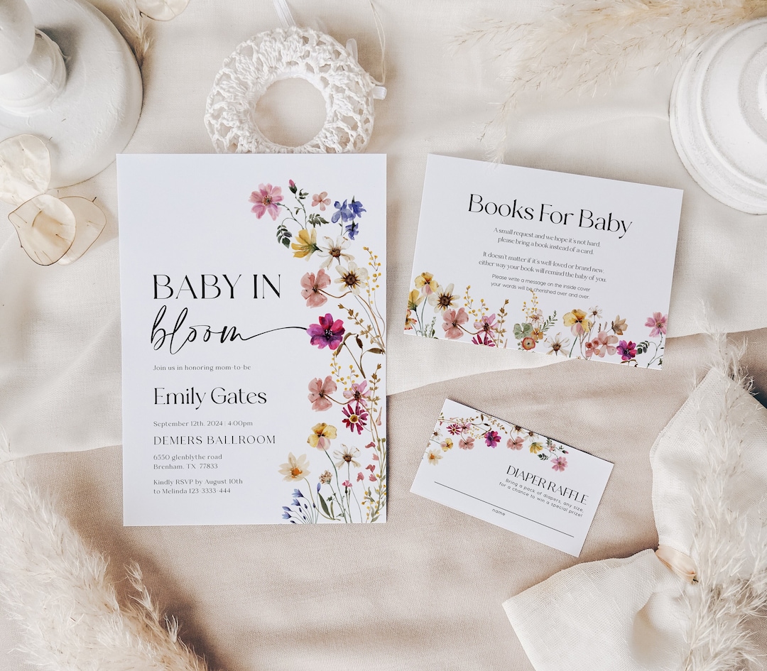 Baby in Bloom Invitation Bundle, Baby Shower Bundle, Baby in Bloom ...