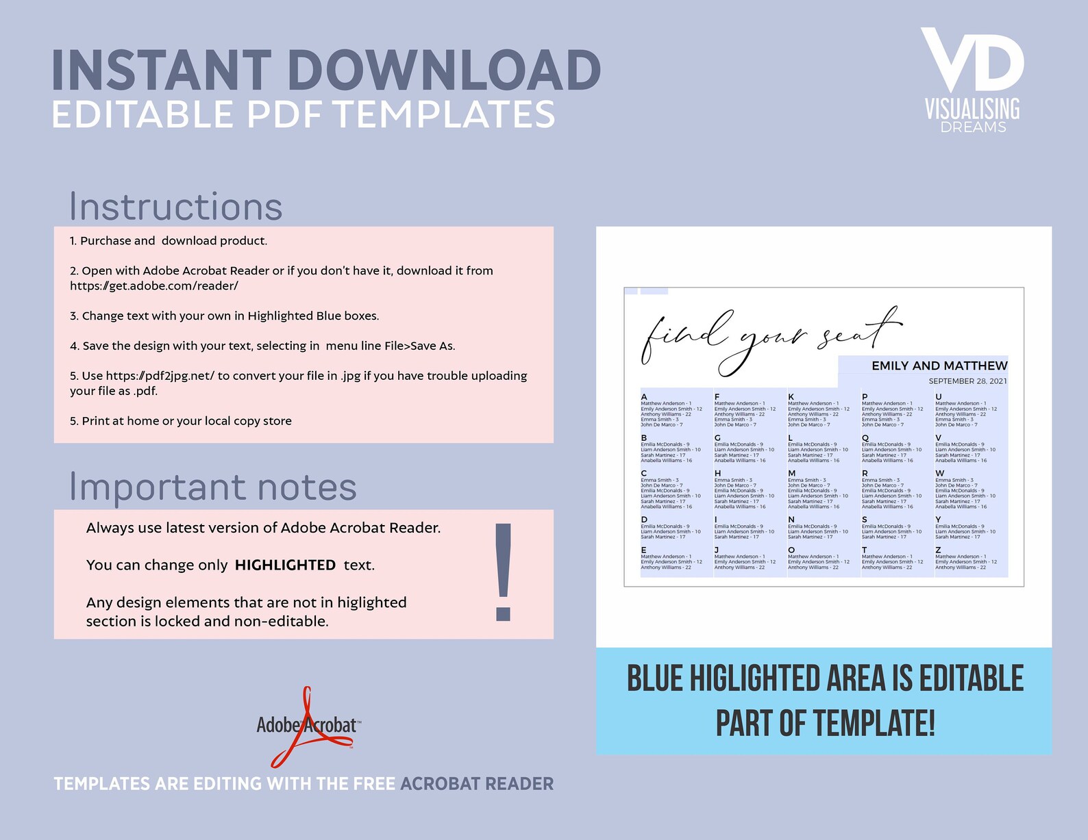 Seating Chart Alphabetical Seating Chart Template Wedding - Etsy