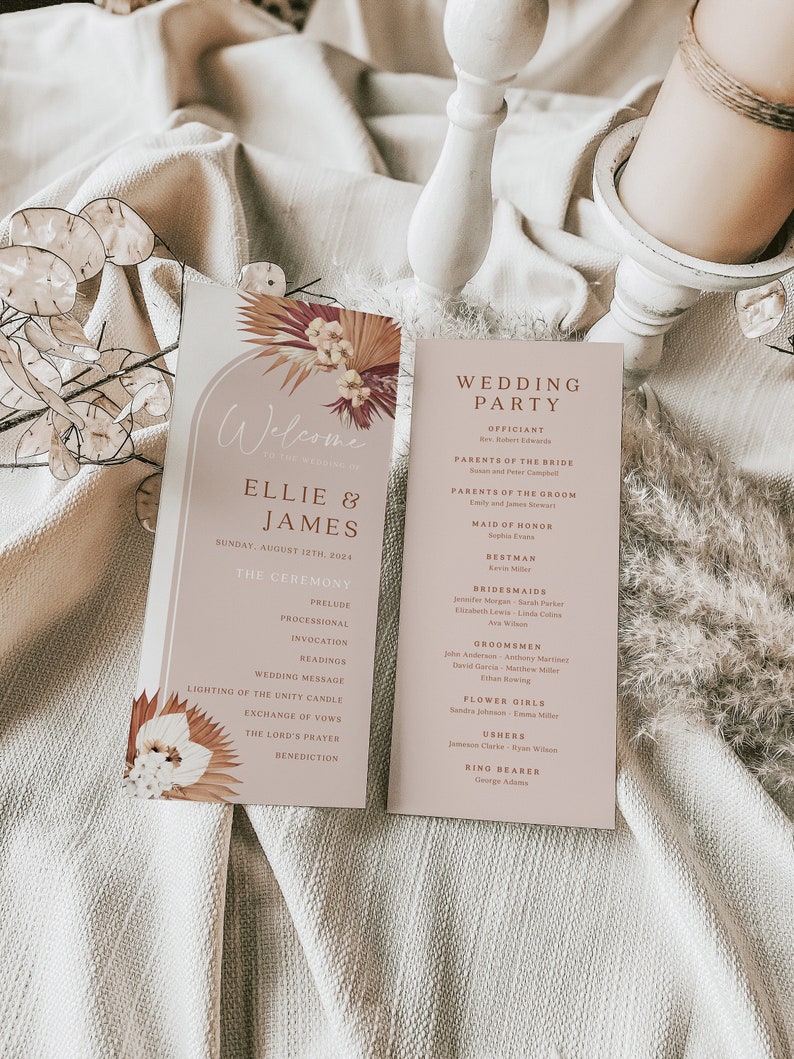 Boho Wedding Ceremony Program Wedding Program Template Boho - Etsy