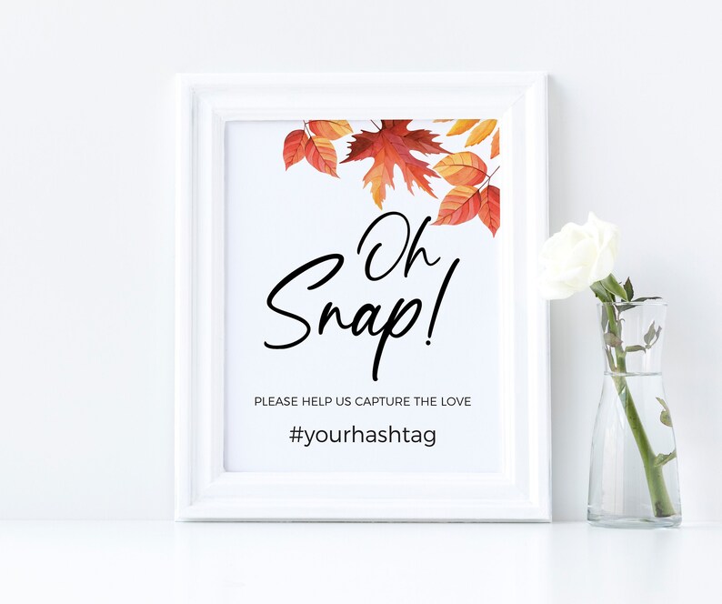 Oh Snap Wedding Sign Wedding Hashtag Sign Oh Snap Hashtag - Etsy