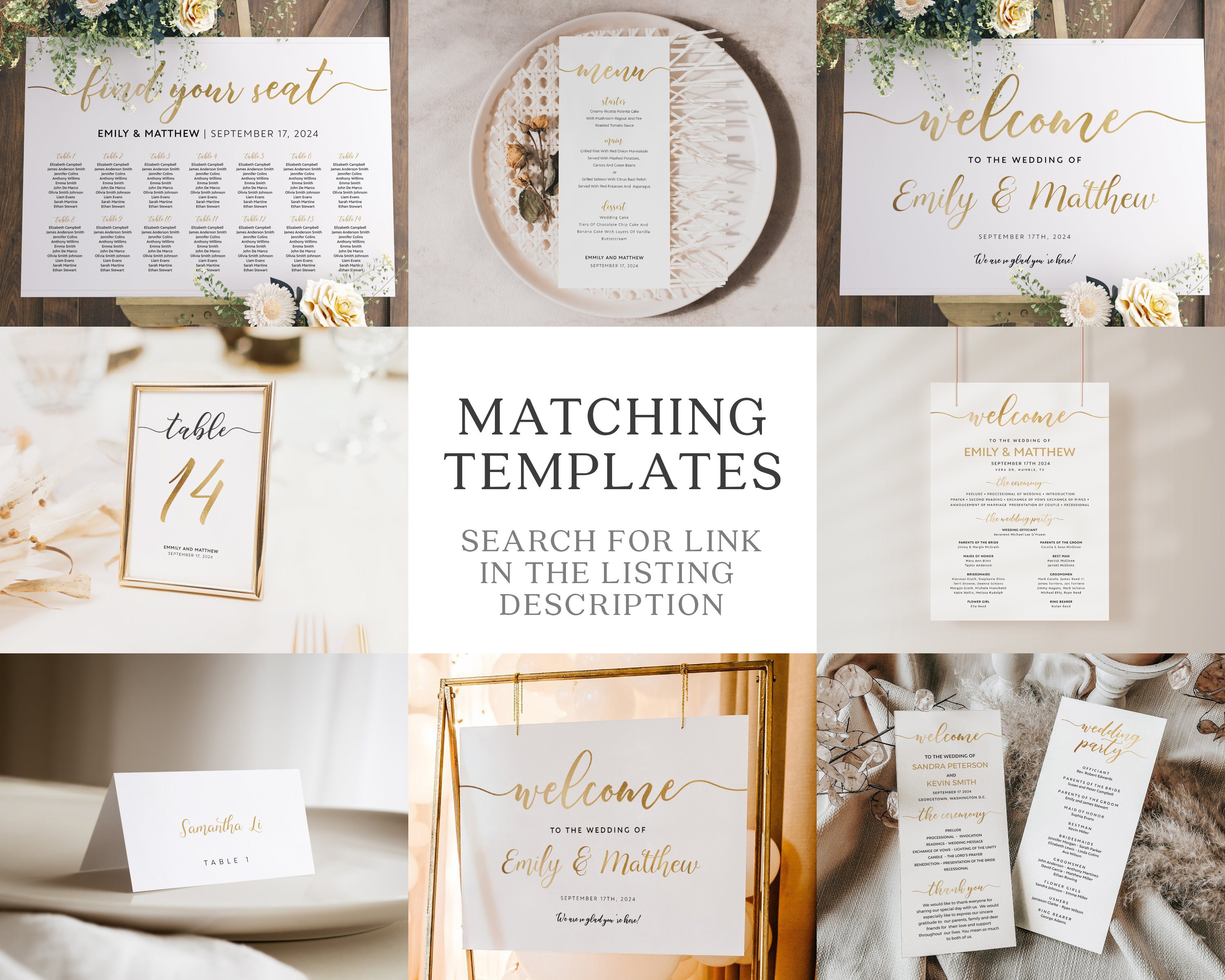 Wedding Program Wedding Program Sign Template Gold Wedding - Etsy