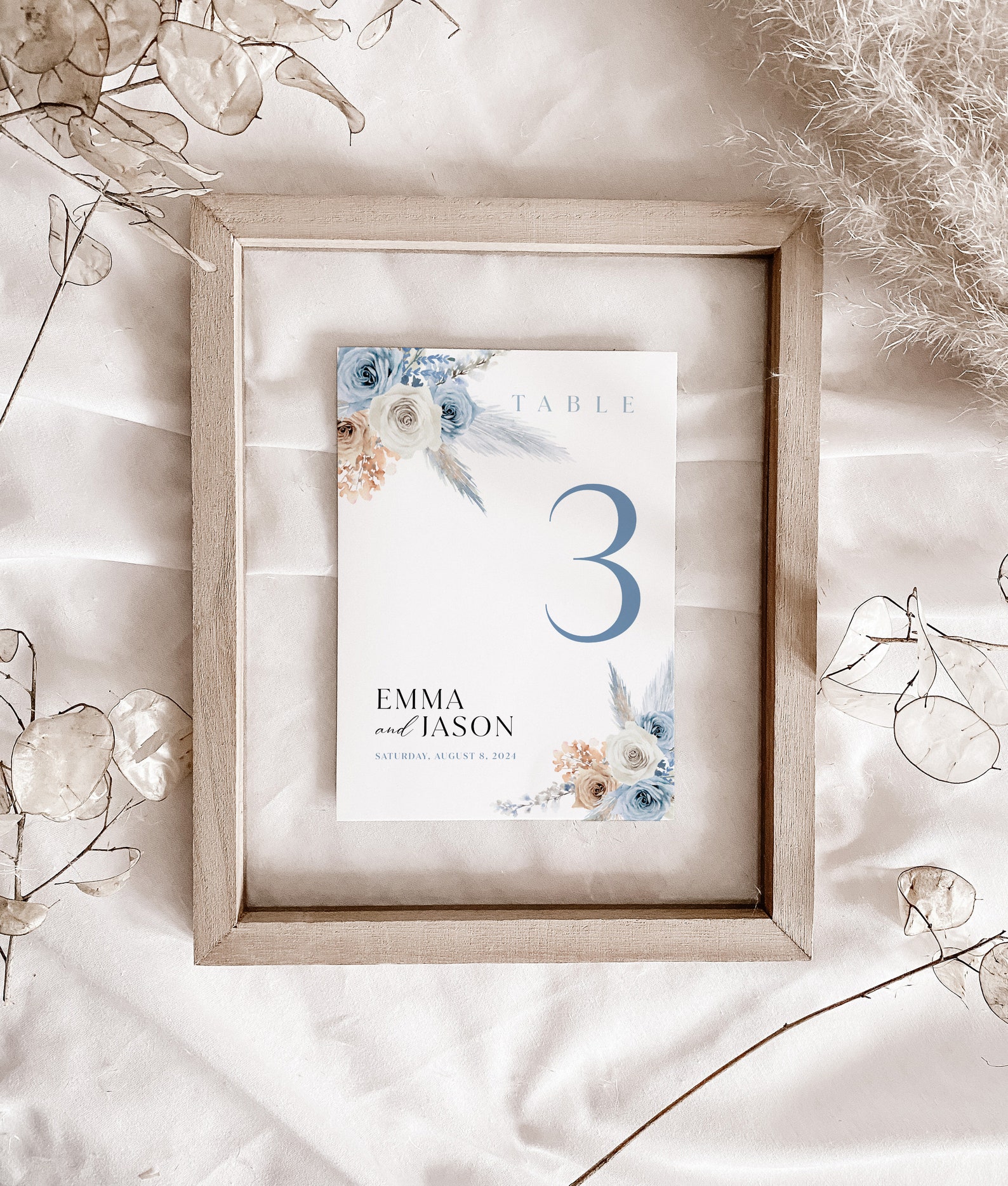 Blue Table Numbers Table Number Template Dusty Blue Wedding | Etsy