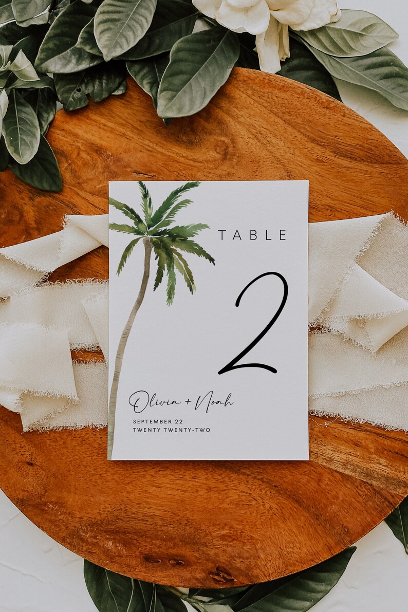 Tropical Wedding Table Numbers Table Numbers Printable | Etsy