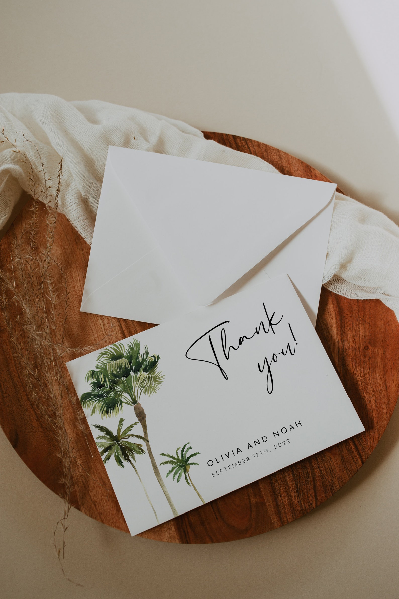 Tropical Thank You Card Wedding Thankj You Cards Template - Etsy