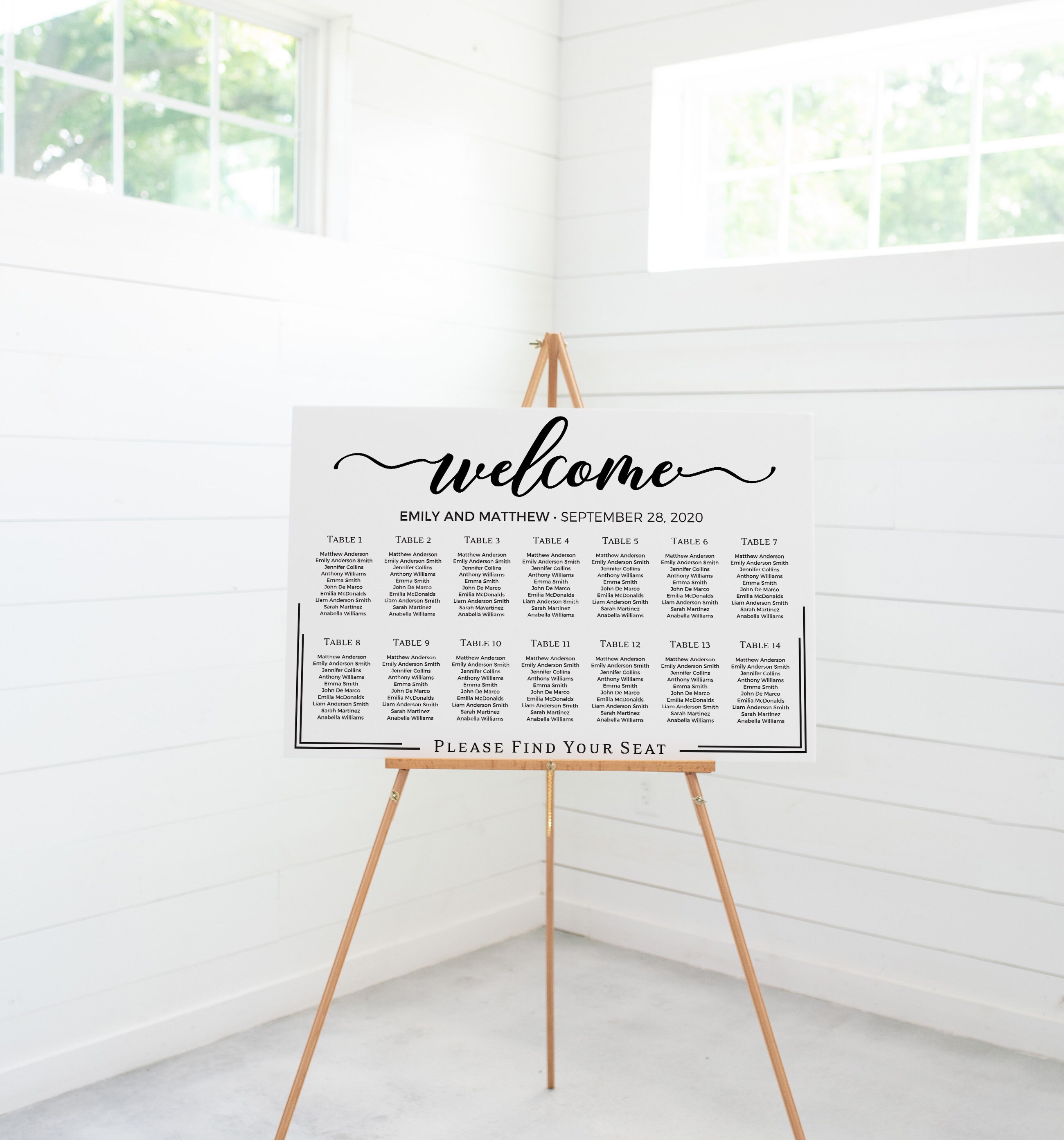 Welcome Sign Seating Chart Template Black and White Seating | Etsy