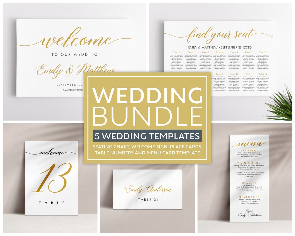 Place Card Template Wedding Place Cards Gold Place Cards | Etsy