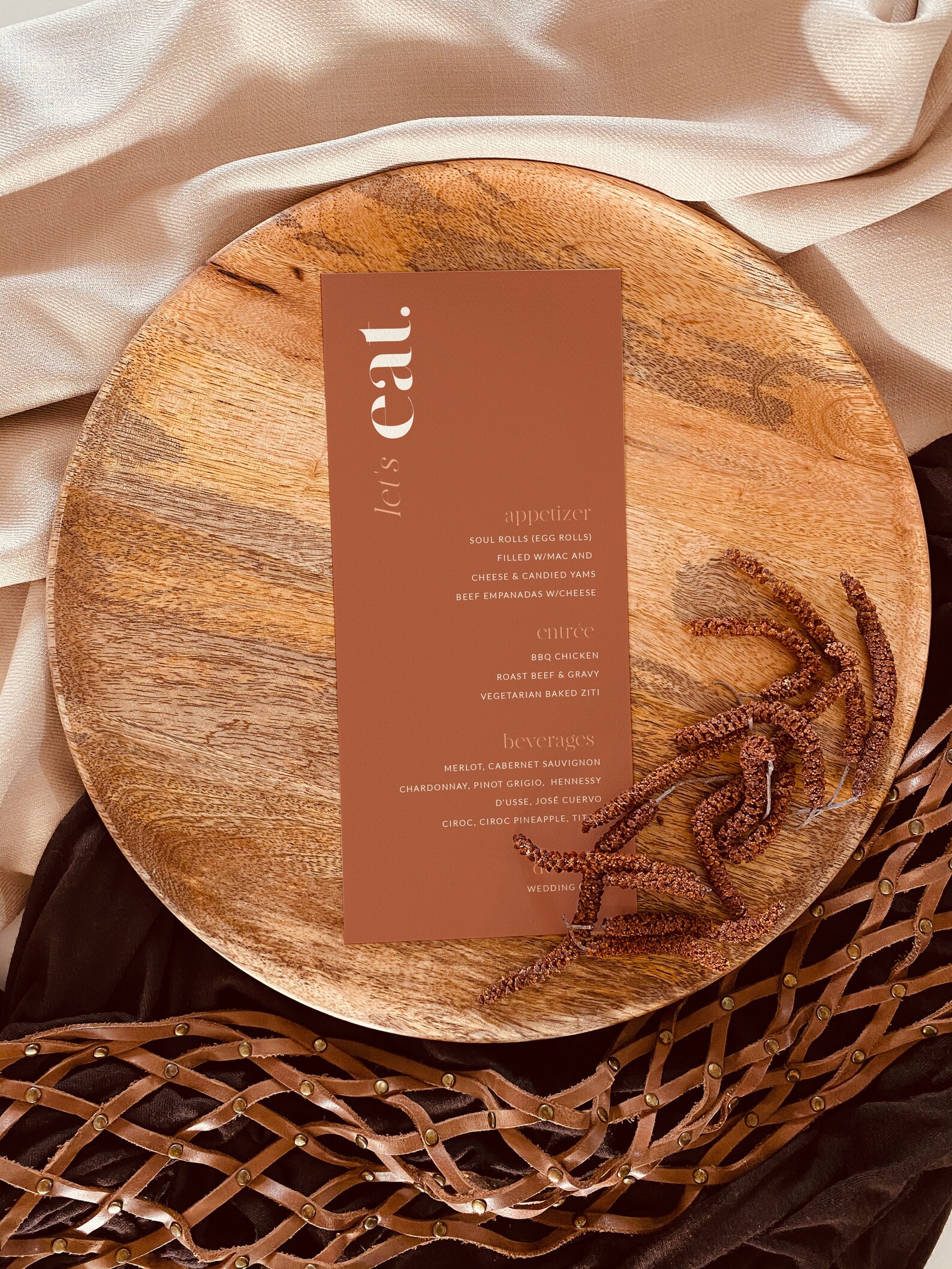 Earthy Menu Template Wedding Menu Instant Download Menu - Etsy