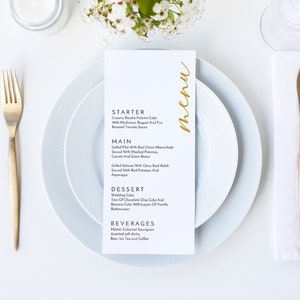 Gold Menu Template, Wedding Dinner Menu Template, Wedding Menu Template ...