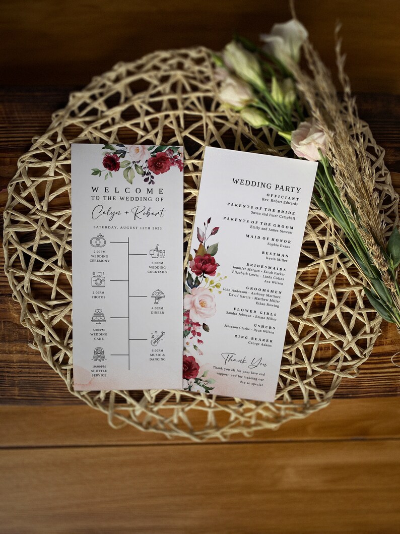 Wedding Program Template Timeline Program Infographic | Etsy