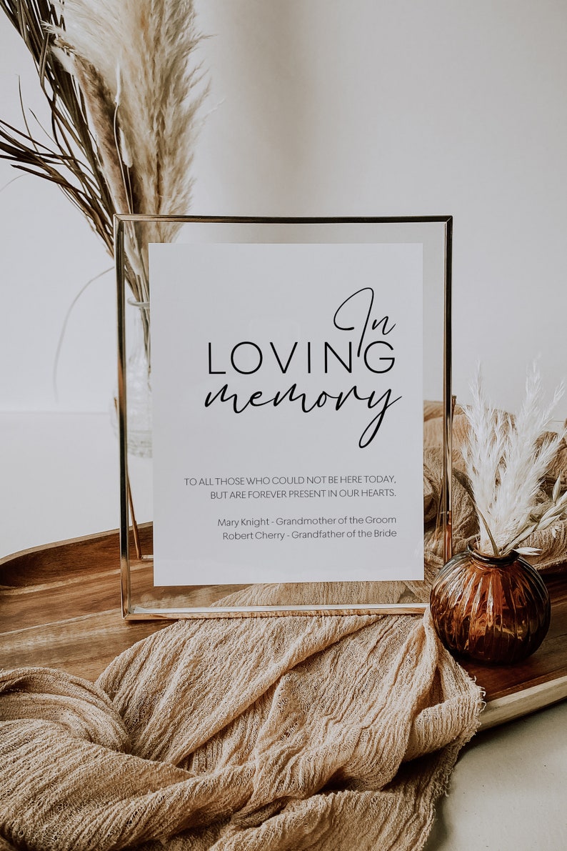 In Loving Memory Sign Wedding Sign in Loving Memory Template - Etsy