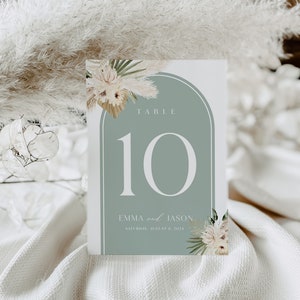 Sage Table Number, Boho Wedding Table Number, Wedding Table Numbers ...