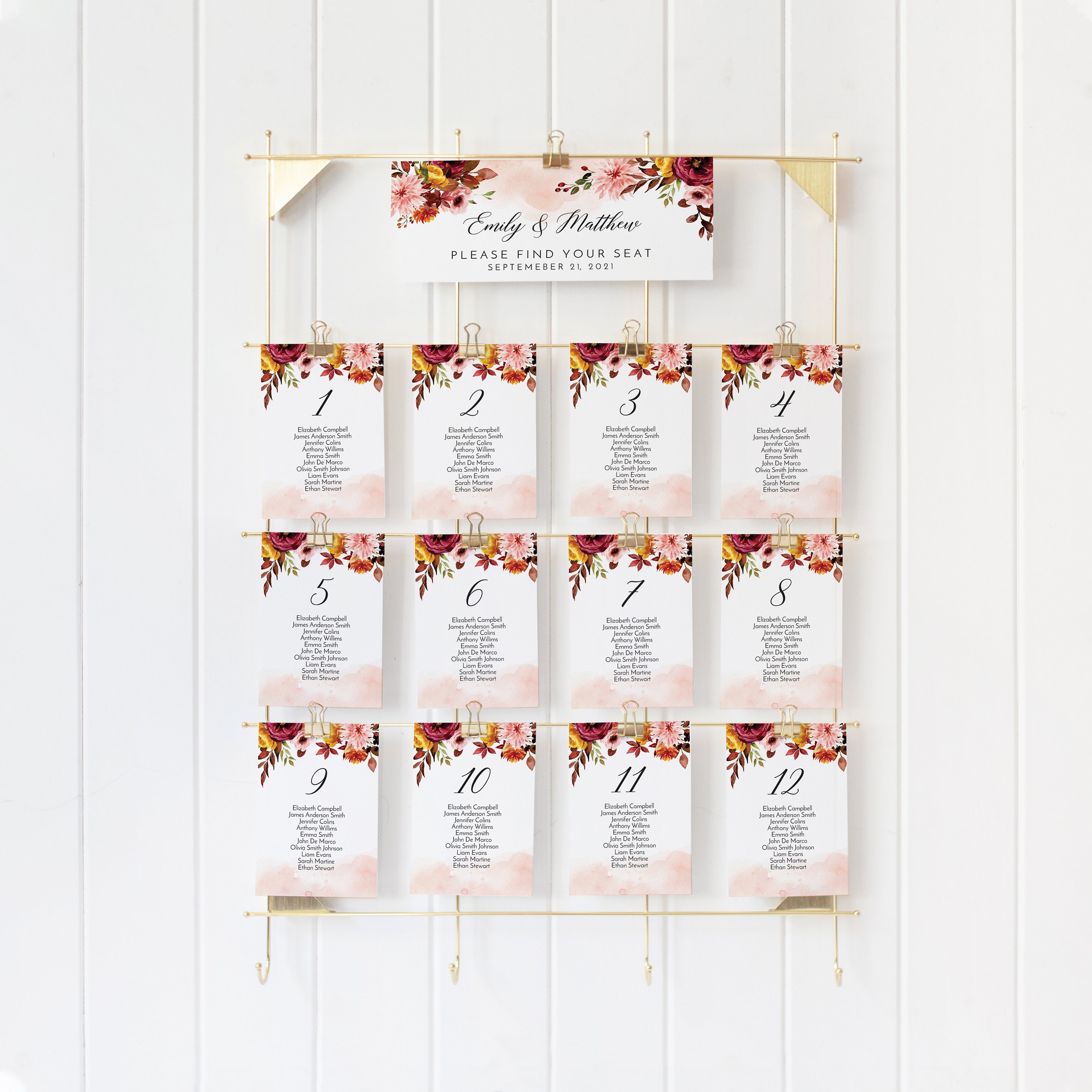 Seating Cards Wedding Fall Wedding Seating Chart Seating - Etsy