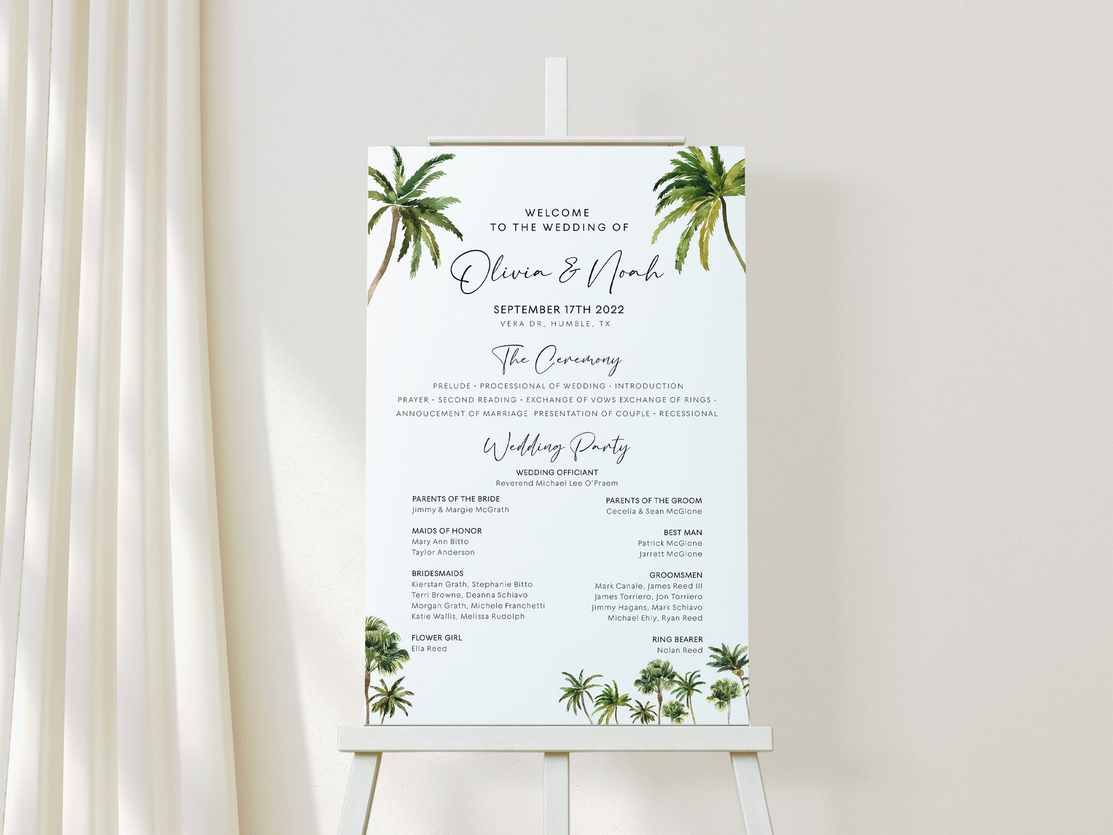 Large Wedding program sign Tropical wedding program Wedding | Etsy