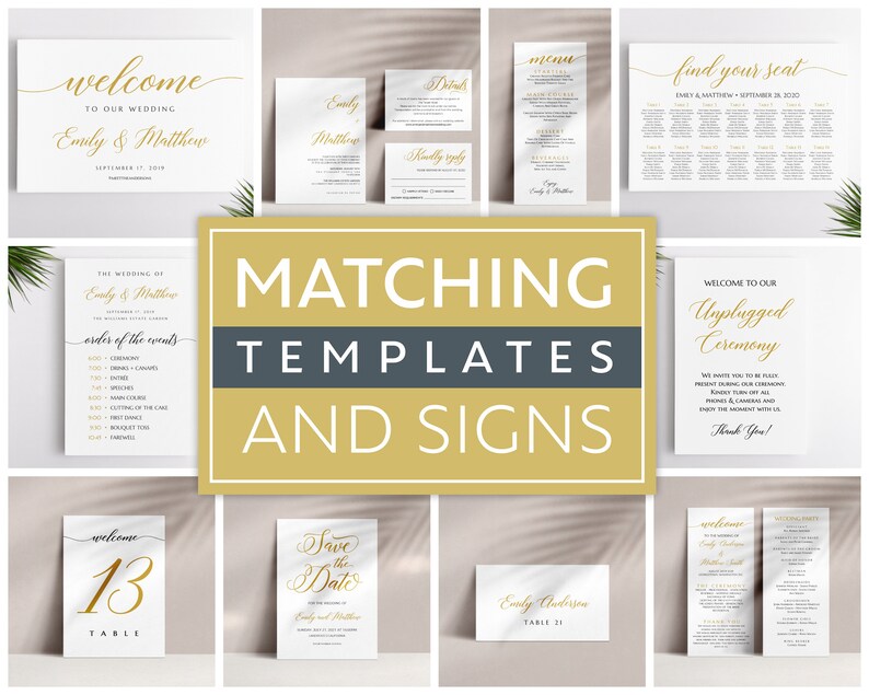 Wedding Program Template Gold Program Template Wedding - Etsy